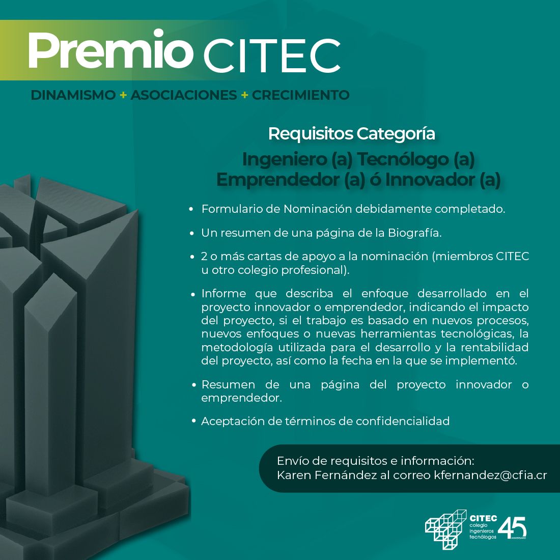 Abierto periodo de postulaciones para el premio CITEC | TEC